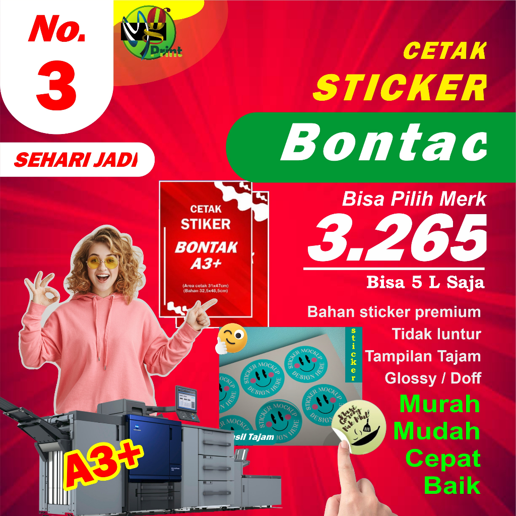 Jual CETAK STIKER A3+ | Bontac Cromo | Graftac | Camel | Quantac | HVS ...