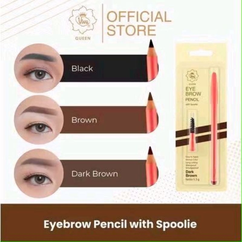 Jual Viva Cosmetics Queen Eye Brow Pencil Original Tahan Lama | Black - Brown - Dark Brown ...