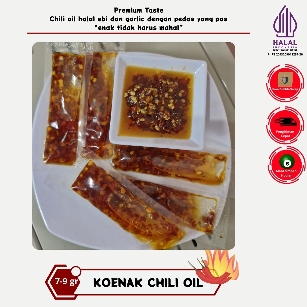 Jual Chili Oil sachet Koenak HALAL MUI kemasan saset sekali makan ...