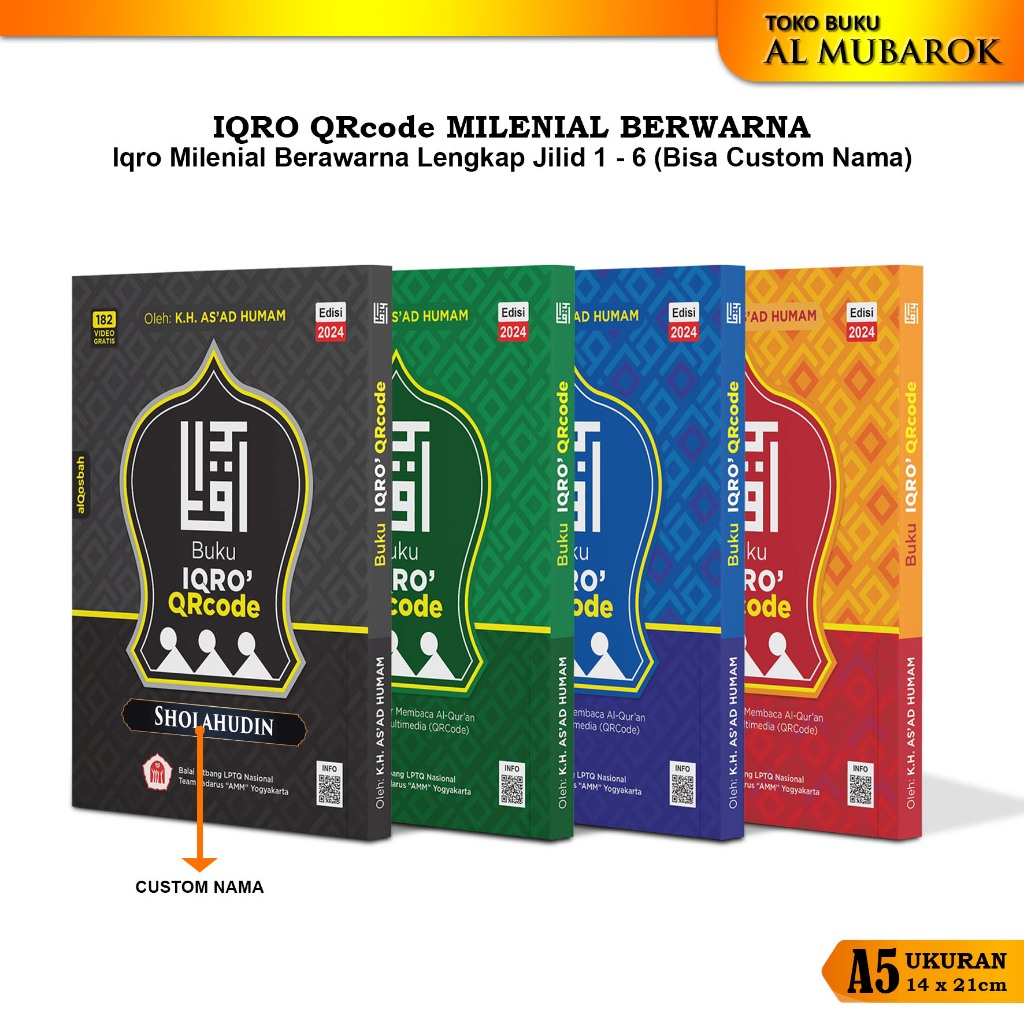 Jual Iqro Milenial Berwarna bisa Cover Custom Nama dan Foto Iqro Ngaji ...