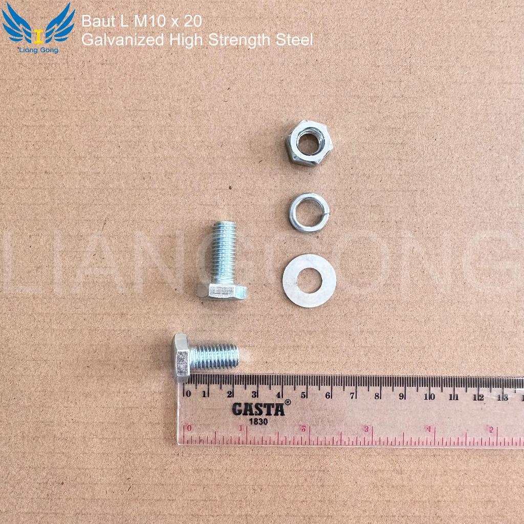 Jual Baut M10x20 Putih Galvanis | Baut Mur Ring Per Ring Plat | Shopee ...