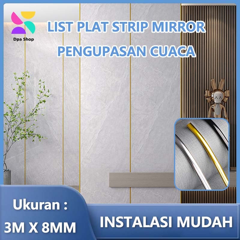 Jual List Plat Strip Mirror Hairline Panjang 3 Meter List Plat Strip ...