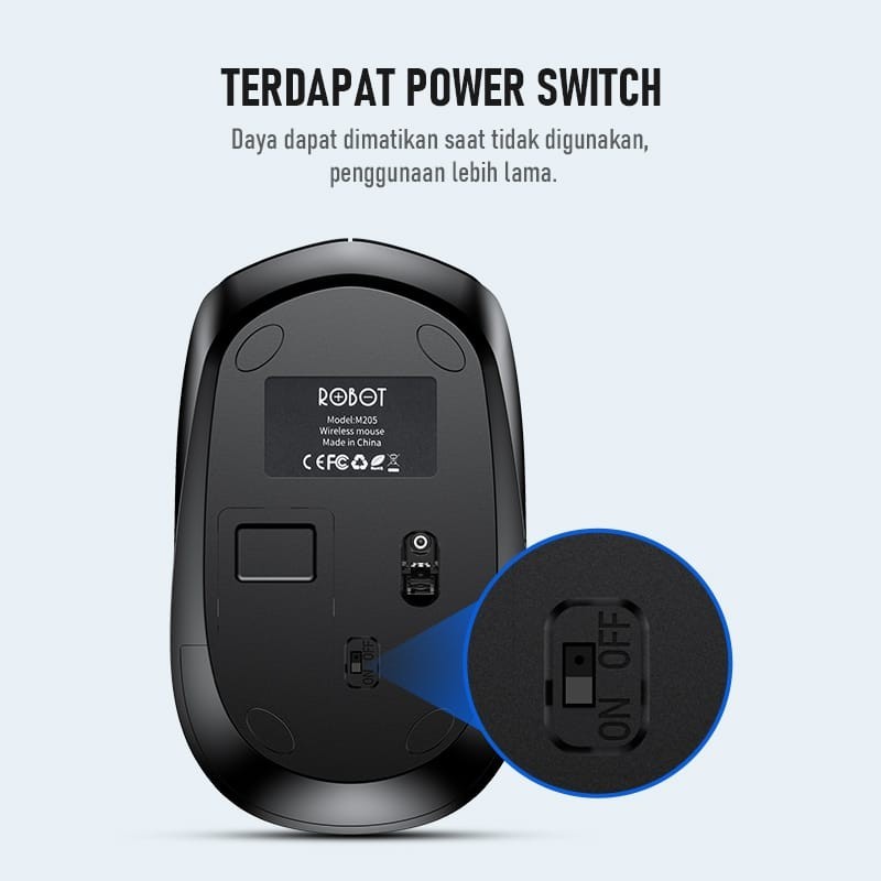 Jual Mouse Wireless ROBOT M205 2.4G Nano Receiver USB Untuk Komputer Laptop - ercomp2 | Shopee ...