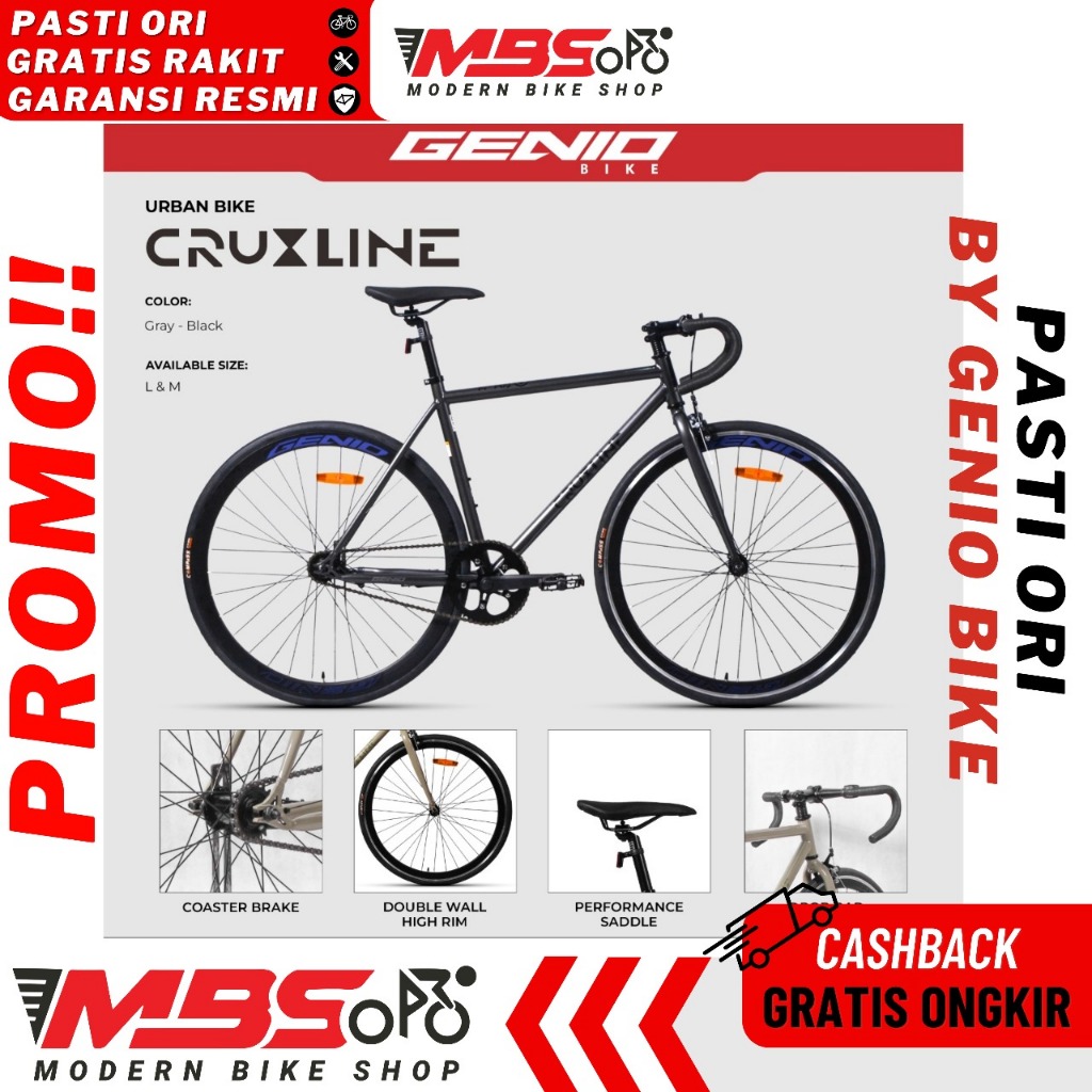 Jual [PROMO] Sepeda FIXIE COASTER BIKE GENIO CRUXLINE 1 speed 700C HI ...