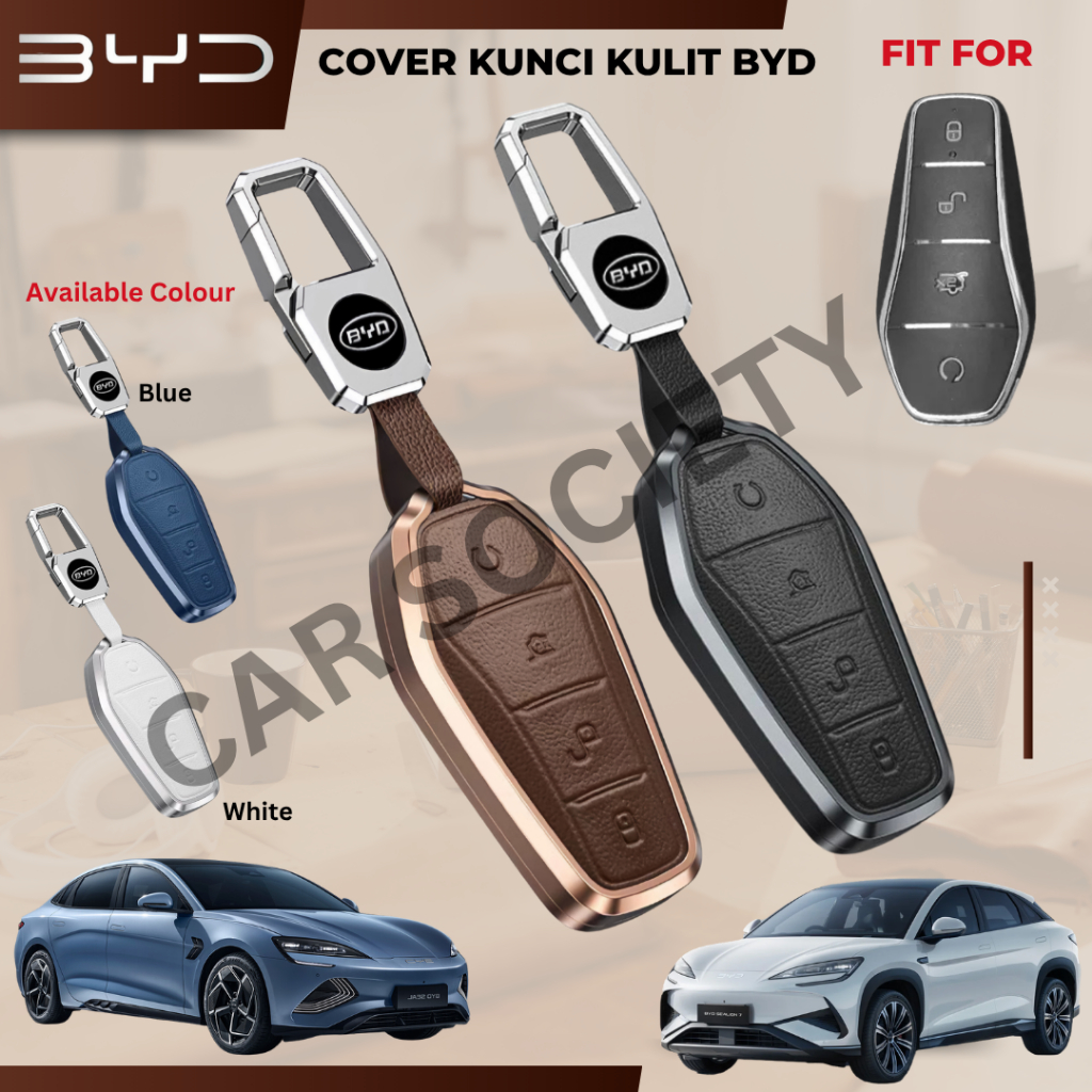 Jual Cover Sarung Kunci Kulit Leather Smartkey Cover BYD Dolphin BYD m6 BYD Atto BYD Seal BYD ...