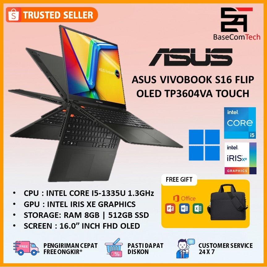 Jual Asus Vivobook S16 FLIP Oled TP3604VA Touchscreen I5 1335 8GB 512GB ...