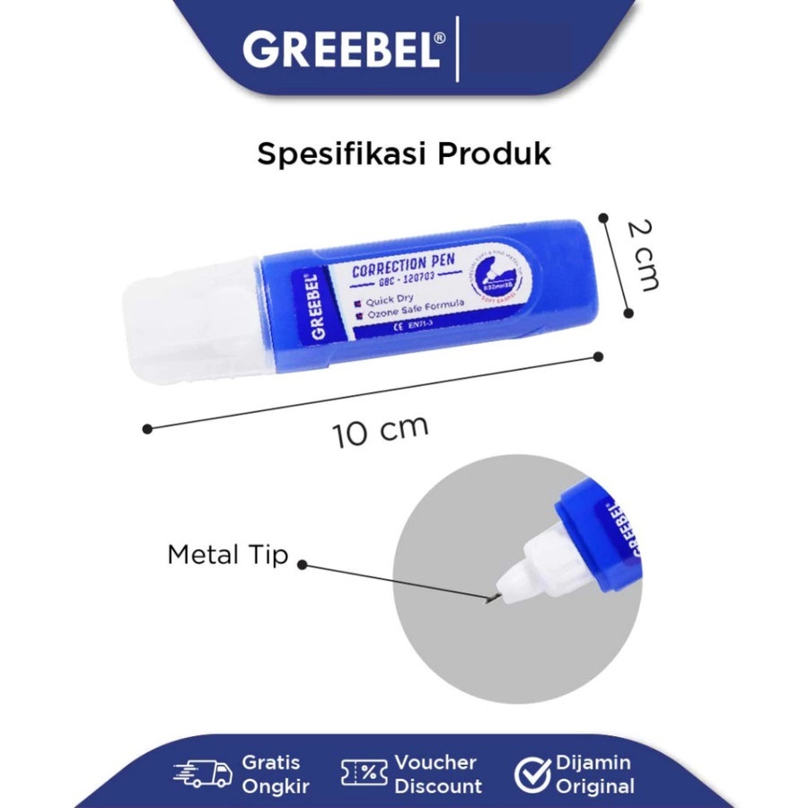 Jual CORRECTION PEN | TIPE X CAIR GREEBEL | GBC 120703 | TIPE EX TIP EX ...