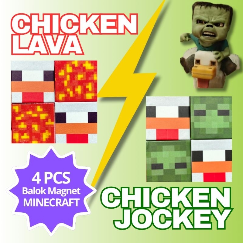 Jual 4 Pcs Balok Magnet Chicken Lava Jockey Minicraft Minecraft. Movie ...