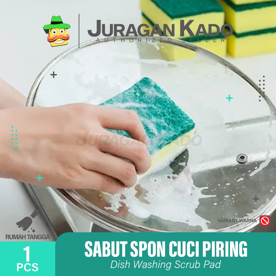 Jual Spon Pembersih Piring Spons Cuci Piring Kotak 2 Sisi Sabut Hijau ...
