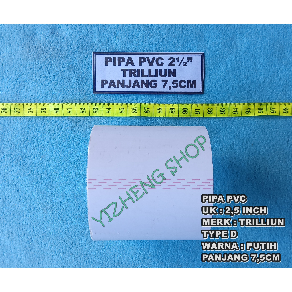 Jual PIPA PVC 2 1/2" D PANJANG 7,5CM TRILLIUN | Shopee Indonesia