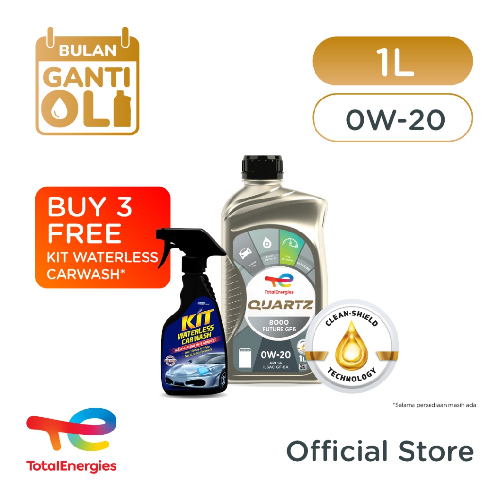 Jual TotalEnergies - Quartz 8000 Future 0W-20 GF-6 1L x3 Gratis Merchandise | Shopee Indonesia
