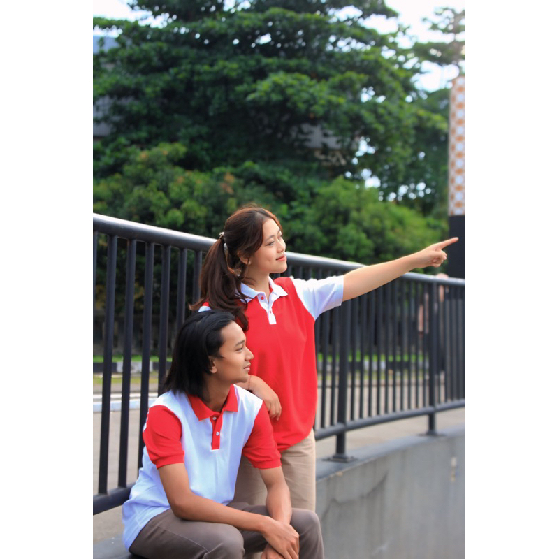 Jual Kaos Polo Kerah Couple Keluarga Warna Merah Putih Tema Kemerdekaan ...