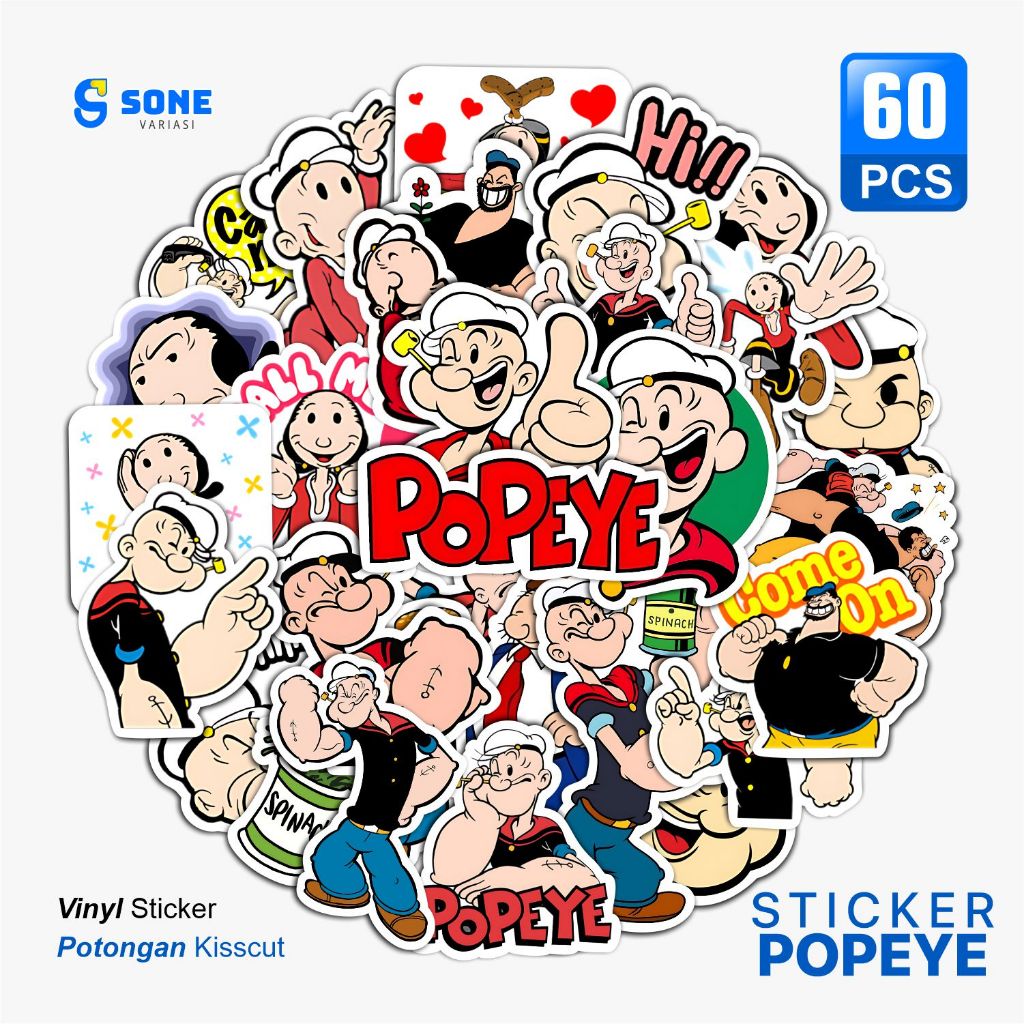 Jual Stiker / Sticker Popeye Retro Lucu – Vinyl Tahan Air untuk Laptop ...