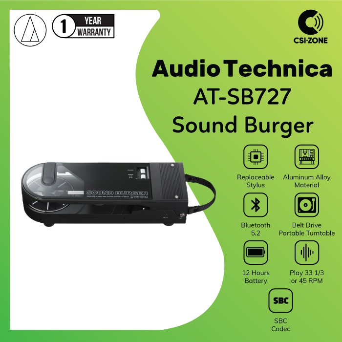 Jual Audio Technica AT-SB727 Sound Burger Portable Bluetooth Turntable | Shopee Indonesia