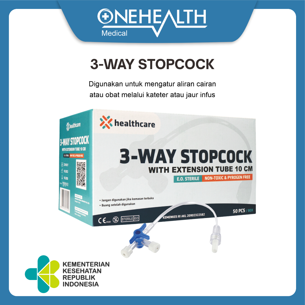 Jual Healthcare 3Way Stopcock With Extension Tube Alat Bantu Infus ...