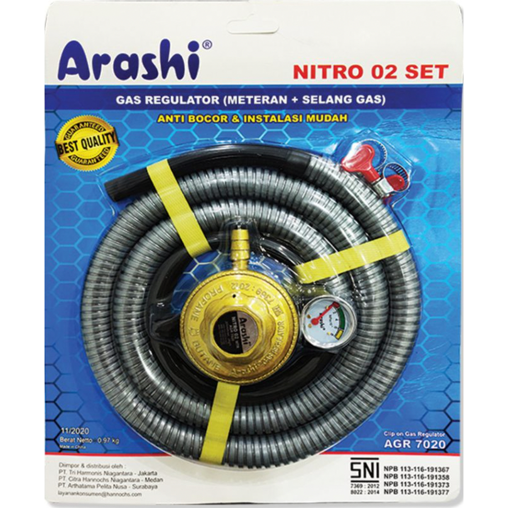Jual Arashi Selang dan Regulator Nitro 02 Set | Selang Gas + Regulator ...