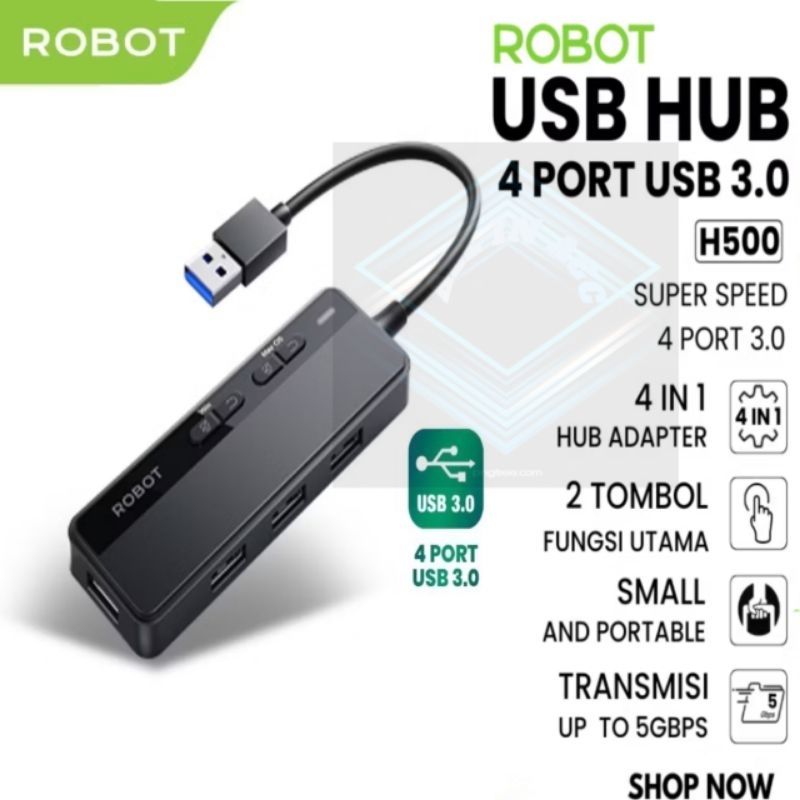 Jual ROBOT H340A / H160 / H130 / H500 / H140-USB Port Hub 4 Port 3.0/2.0 High Speed Data ...