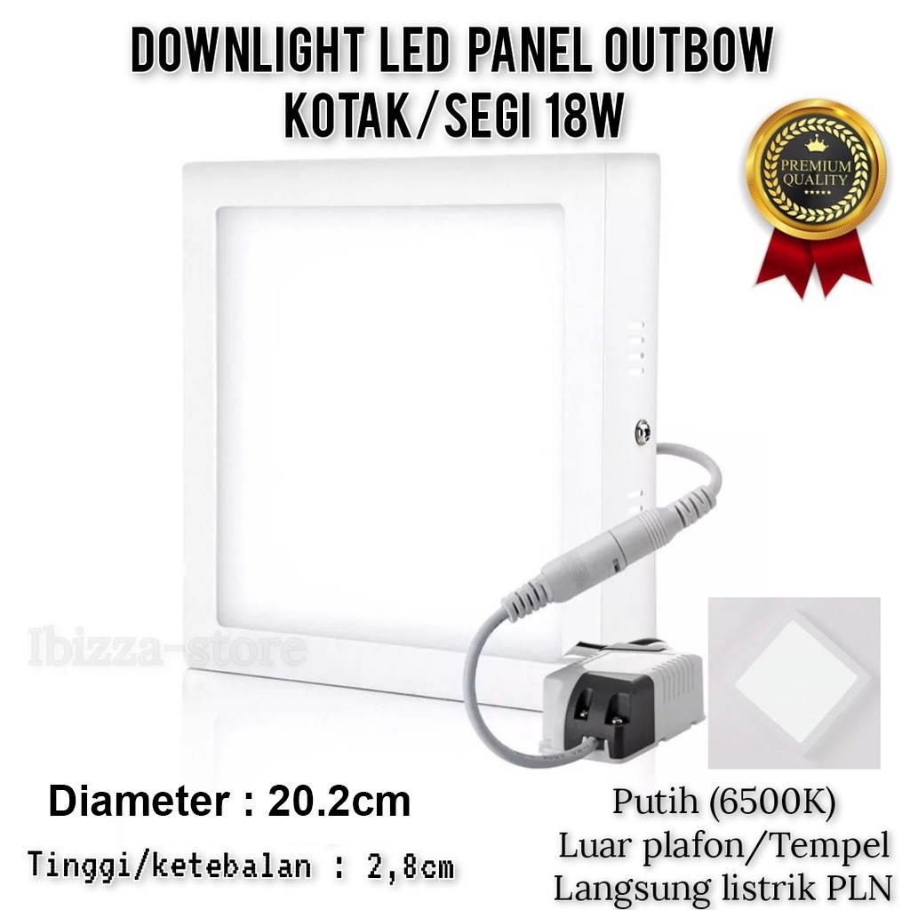 Jual Lampu Downlight LED Panel Kotak Outbow 6W 12W 18W Putih Outbow ...