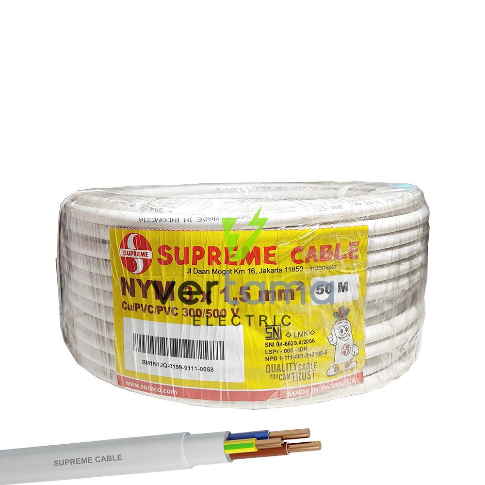 Jual Kabel Listrik Kawat Tunggal Supreme NYM 3 x 1,5 Roll 50meter | Shopee Indonesia