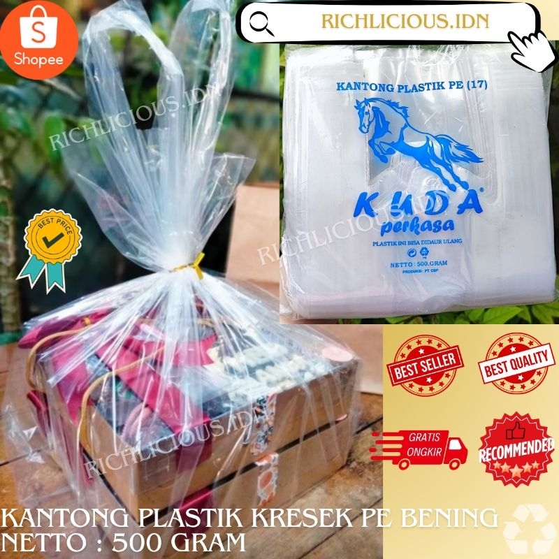 Jual kantong plastik kresek PE bening cap KUDA PERKASA ukuran 15/17/24 ...