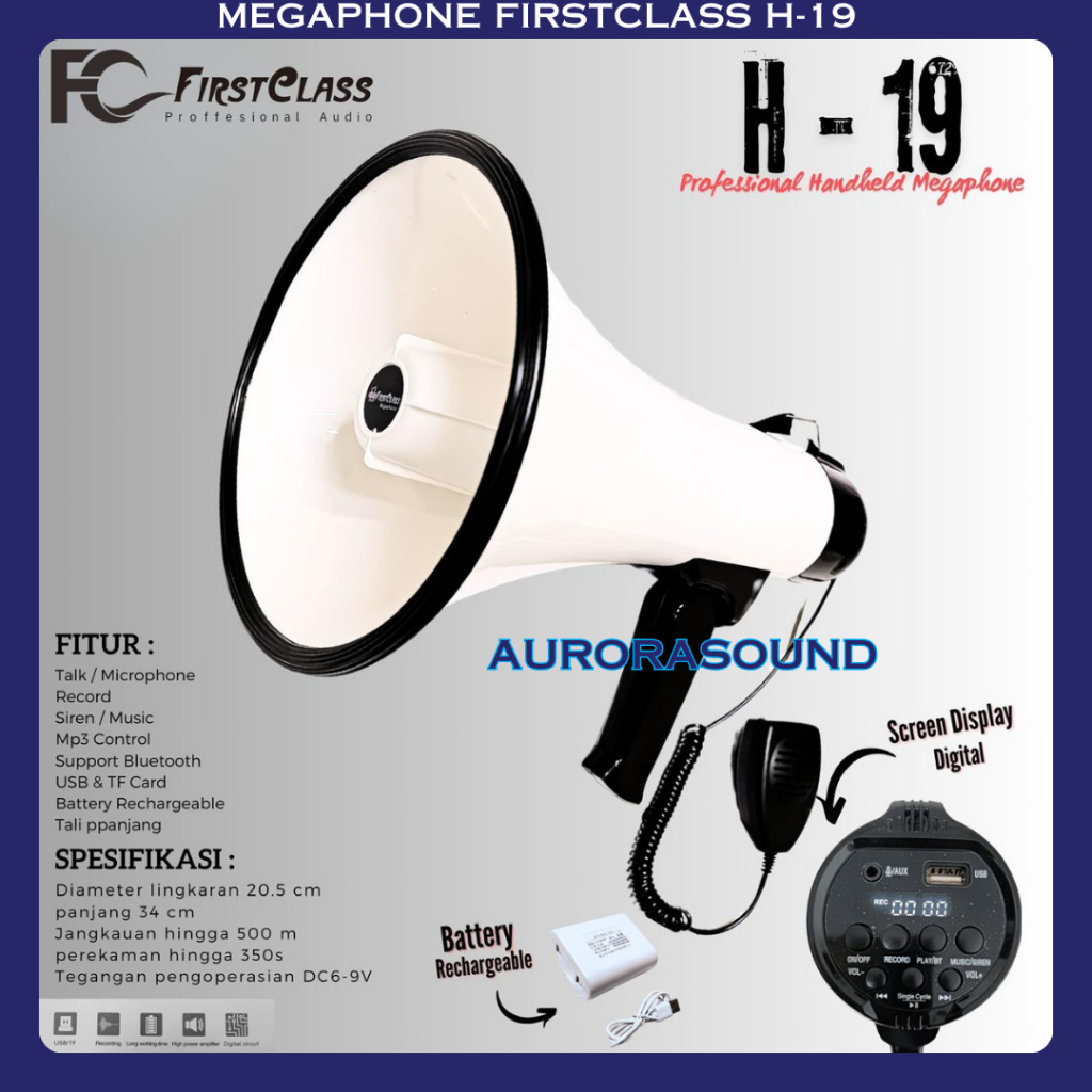 Jual MEGAPHONE FIRST CLASS H-19 CORONG PENGERAS SUARA TOA ORIGINAL ...