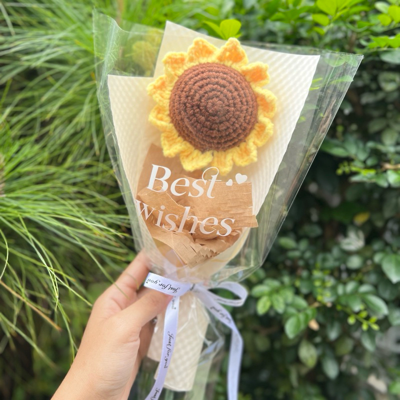 Jual BUKET BUNGA RAJUT MATAHARI | SINGLE SUNFLOWER CROCHET | GIFT ...