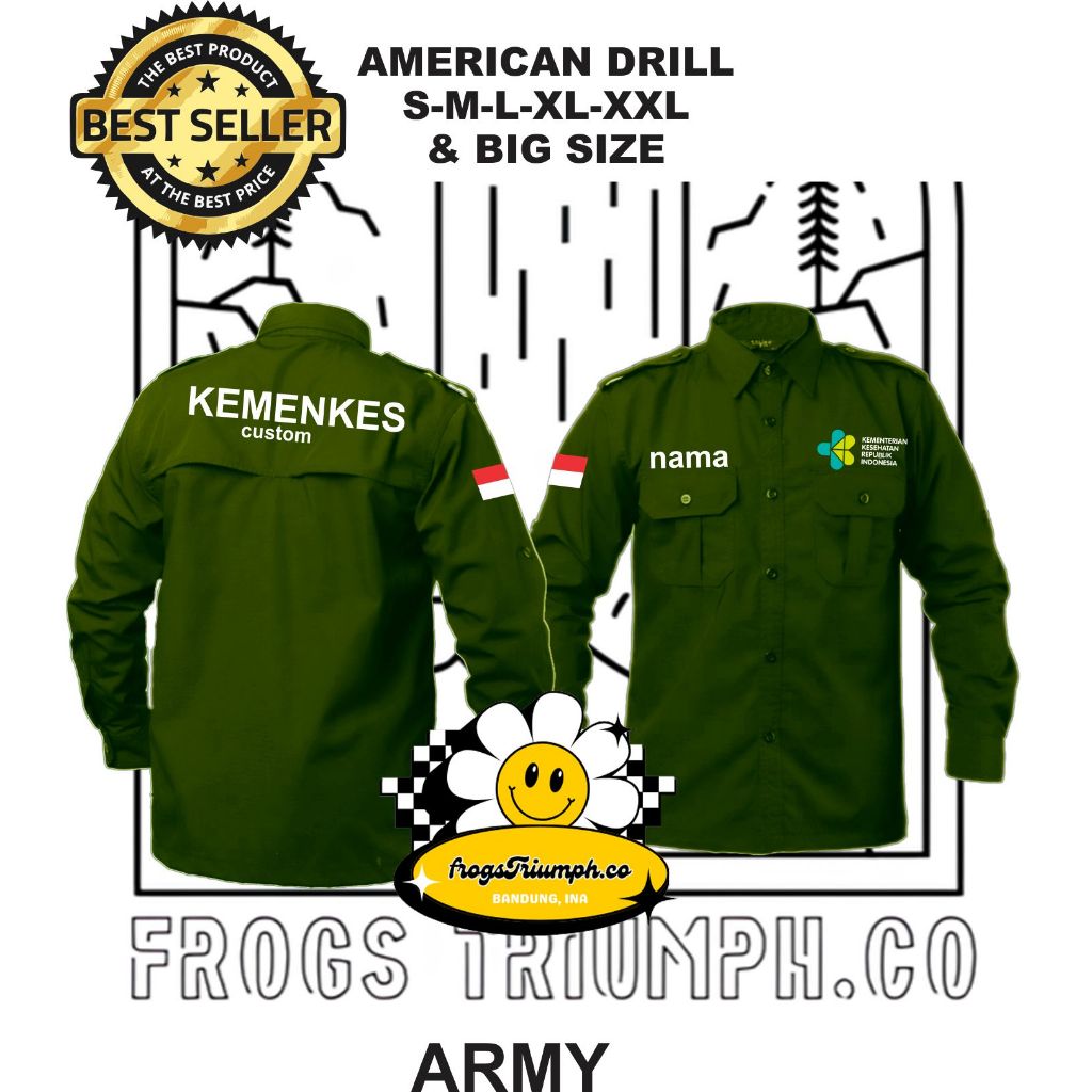 Jual KEMEJA PDL PDH Lengan Panjang KEMENTERIAN KESEHATAN Desain Full Bordir | Shopee Indonesia