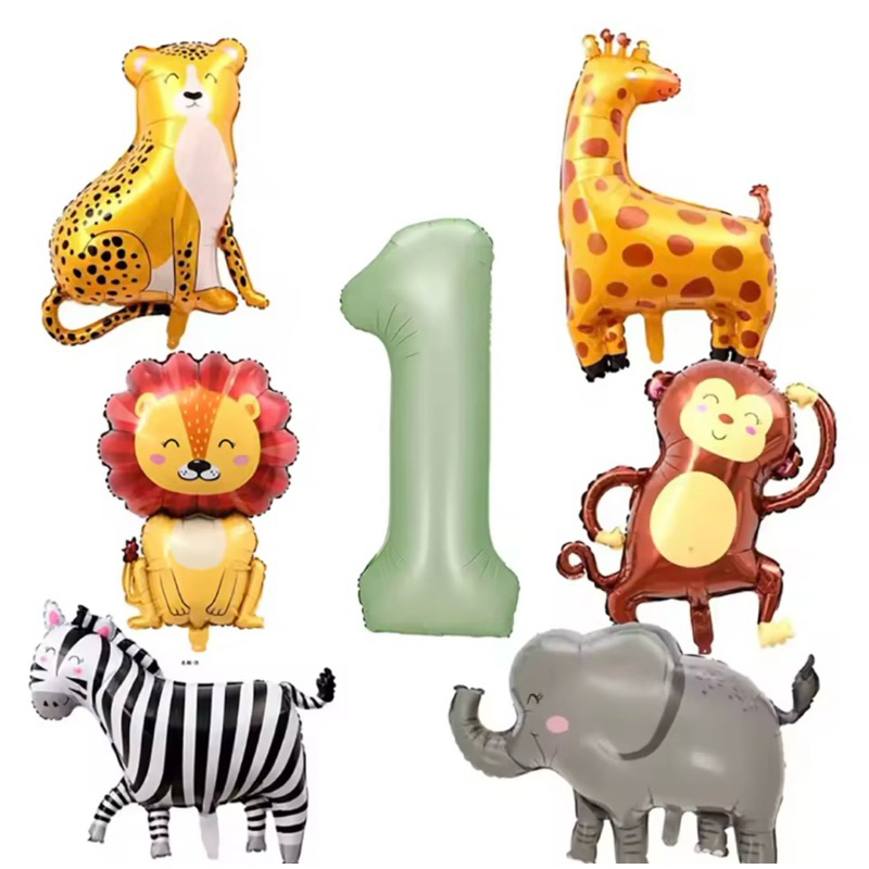 Jual 7pcs PAKET BALON ANIMAL JUNGLE ANGKA SAGE 100cm | Shopee Indonesia