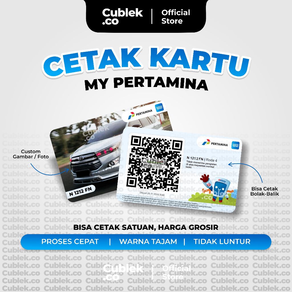 Jual Cetak ID Card Kartu Fisik Kartu Barcode Pertamina Bisa Satuan Anti Luntur Bahan PVC Tebal 2 ...