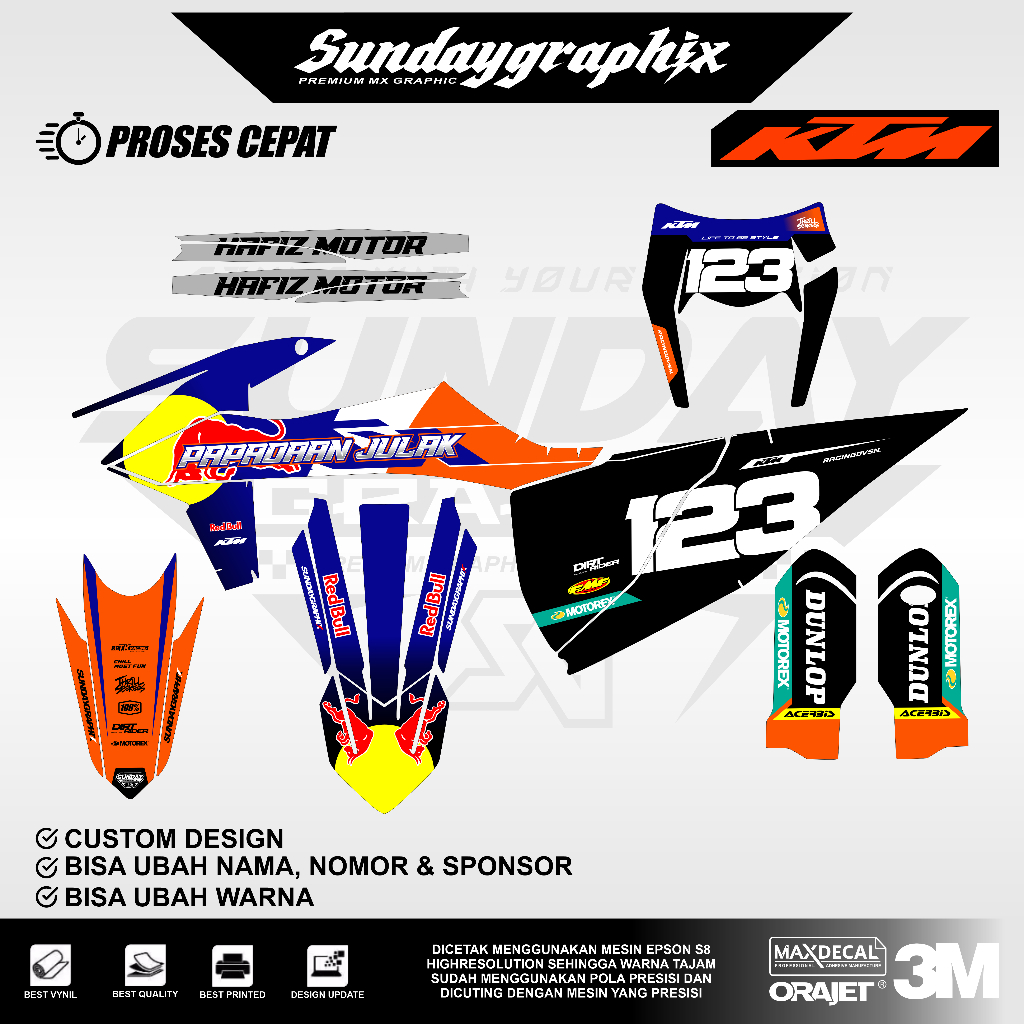 Jual DECAL STICKER KTM 250/KTM SIXDAY/KTM 85 (BEBAS DESAIN SESUAI ...