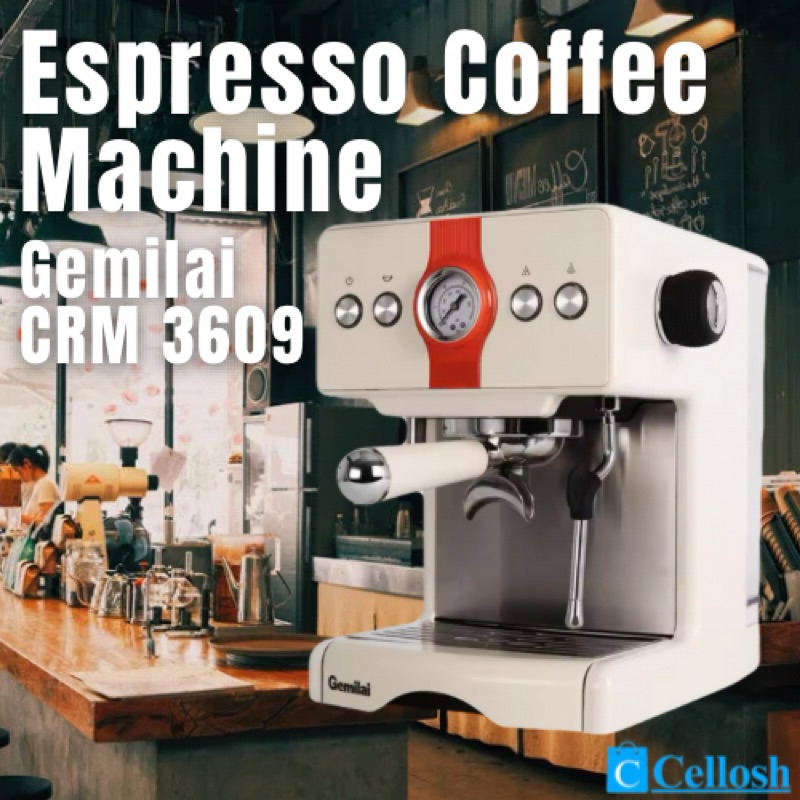 Jual Mesin Kopi Espresso Gemilai Espresso Coffee Maker Frothing 15 Bar 1450W 10A - CRM3609 ...