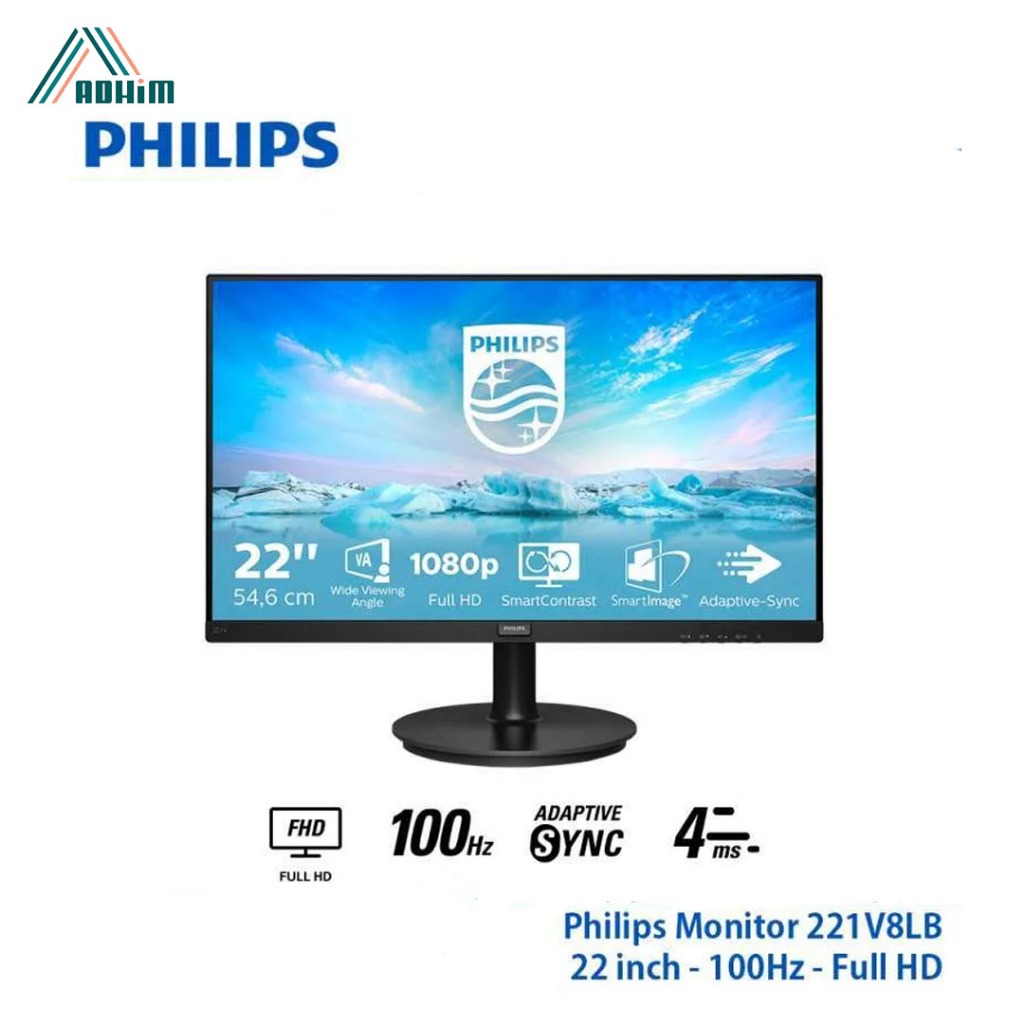 Jual Philips Monitor LED 22inch 221V8LB FHD VA 100Hz 1ms HDMI VGA ...