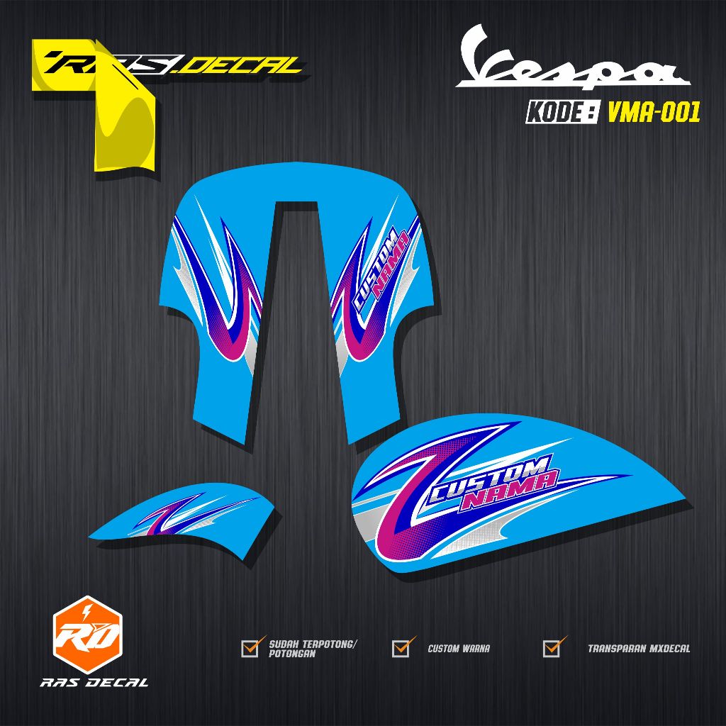 Jual STRIPING TRANSPARAN VESPA SPRINT/VESMET/VESPA MATIC CUSTOM NAMA ...