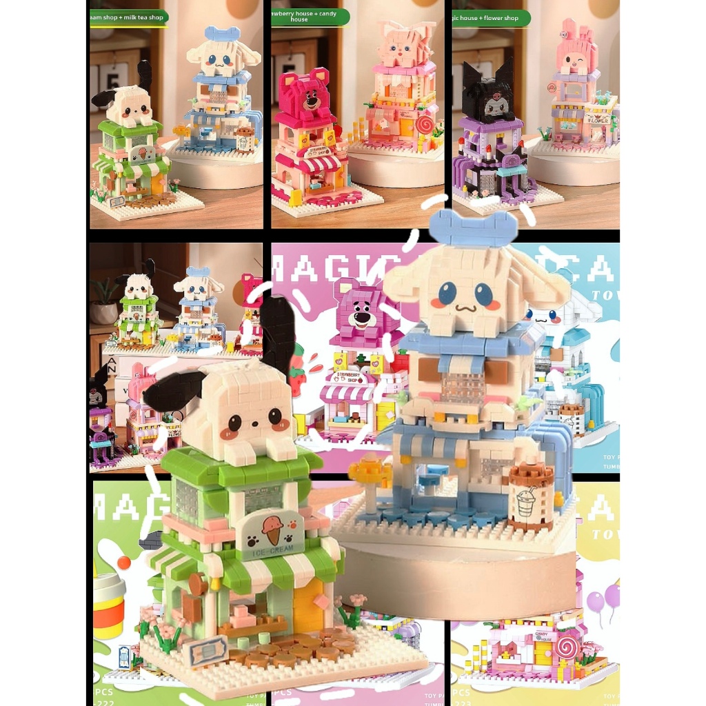 Jual street view Mainan Balok Susun Partikel Kecil Mainan Anak Kartun ...