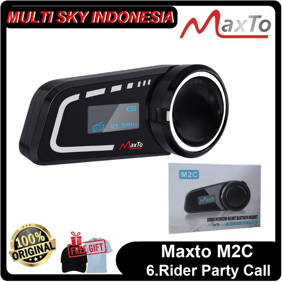 Jual Maxto M2C Bluetooth Radio Intercom Helm 6 Rider Alt M2 EJEAS Q7 V6 ...