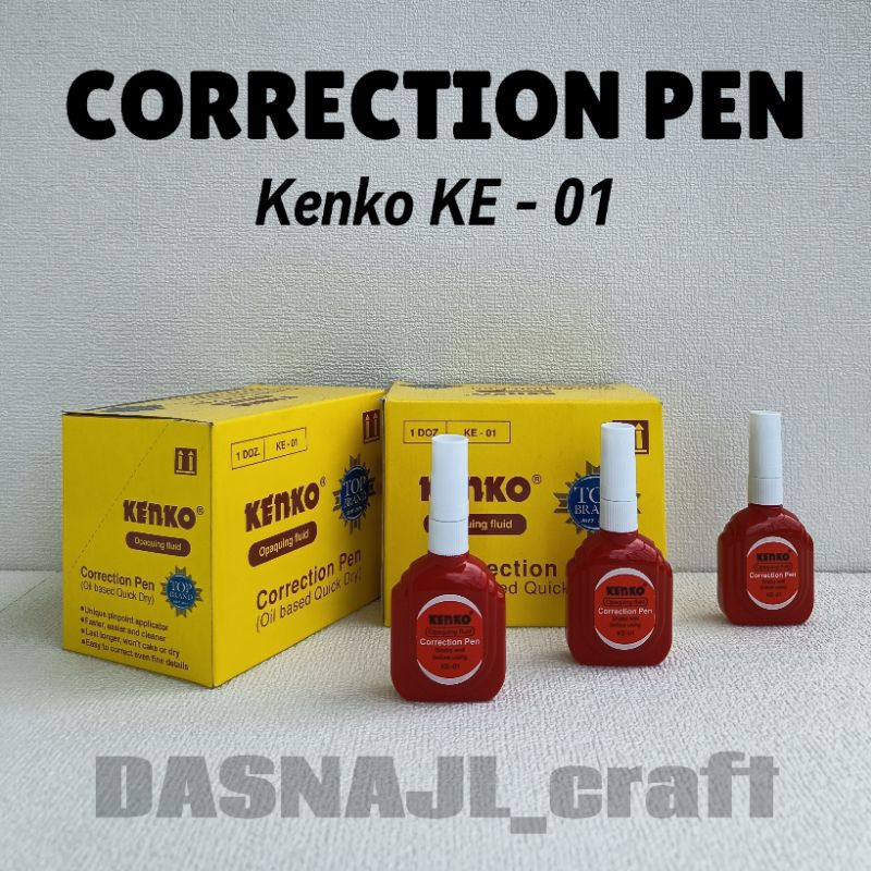 Jual ( 1 pack / 12 pcs ) Correction Pen Kenko KE-01 Tipe X Kenko Tipe X Cair Stipo Cair Tipe ex ...