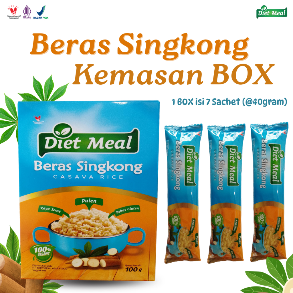 Jual Beras Singkong DIETMEAL seduh kemasan BOX DUS isi 7 sacet | Shopee ...