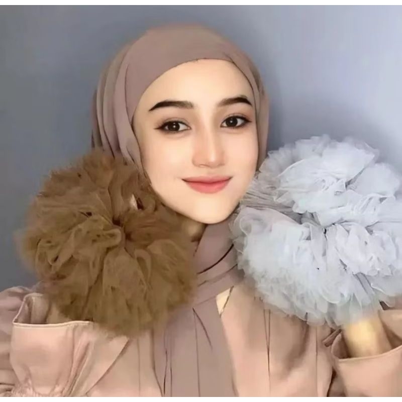 Jual Ikat Rambut Cepol Hijab Scrunchi Tile Jumbo Cepol Anti Pusing ...