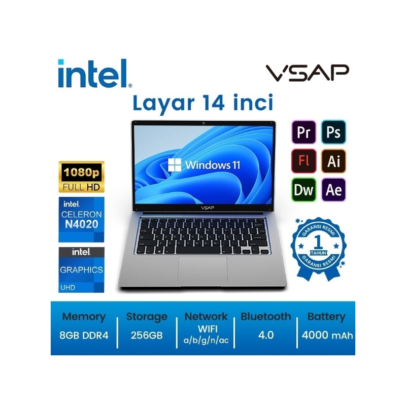 Jual LAPTOP VSAP RAM 8GB INTEL CELERON | Shopee Indonesia