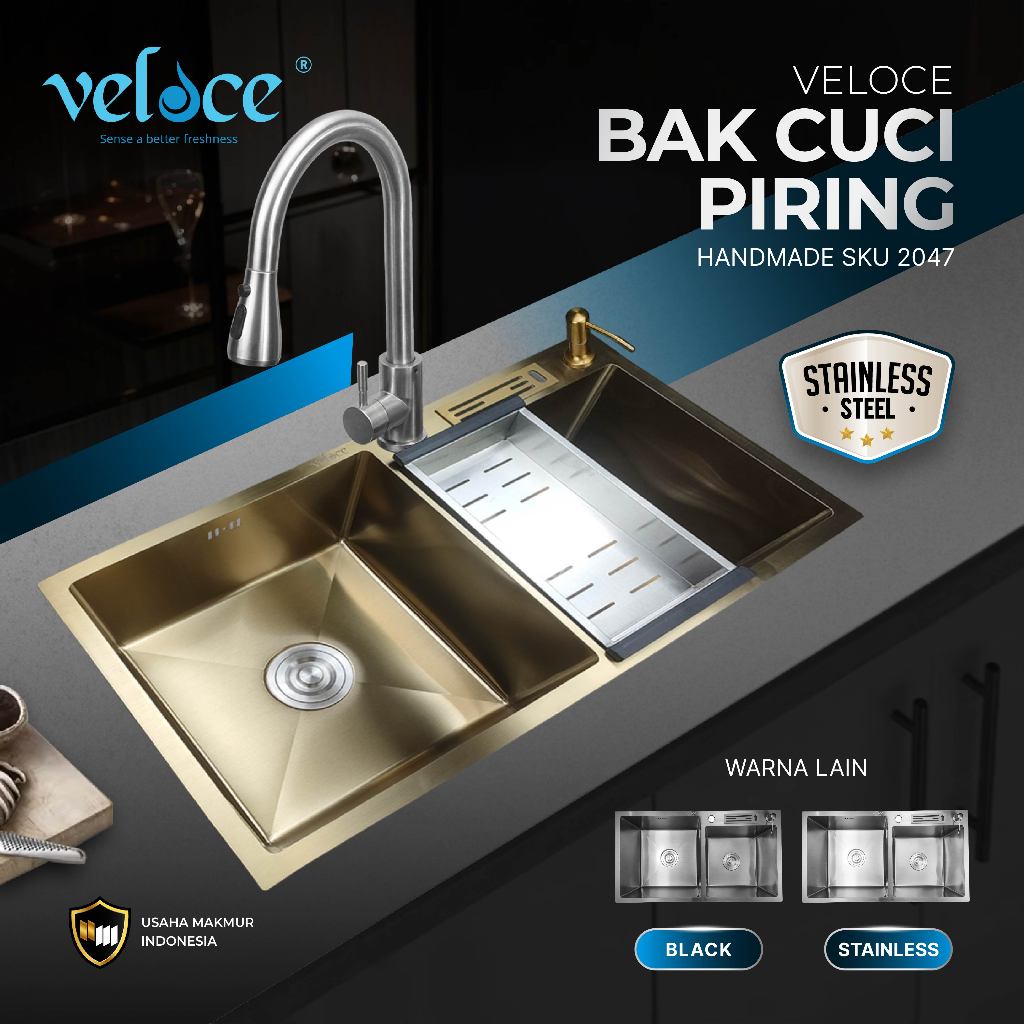 Jual Kitchen Sink Modern Kitchen Sink Bak Cuci Piring 2 Lubang Wastafel ...