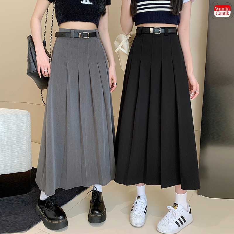 Jual Rok Lipit Panjang Gaya Jepang Ala Sekolah dengan Ikat Pinggang ...