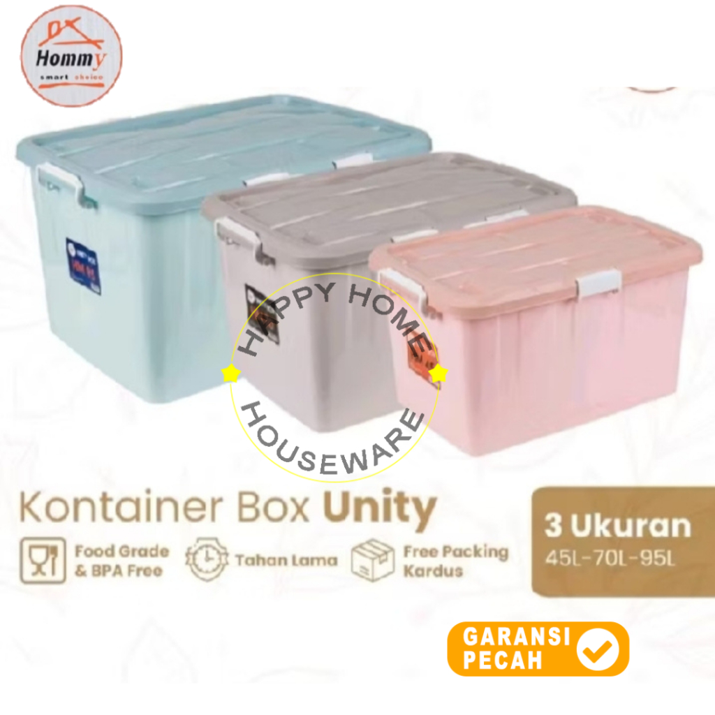 Jual HOMMY Container Box Unity + Roda | Kotak Penyimpanan Serbaguna 95L ...