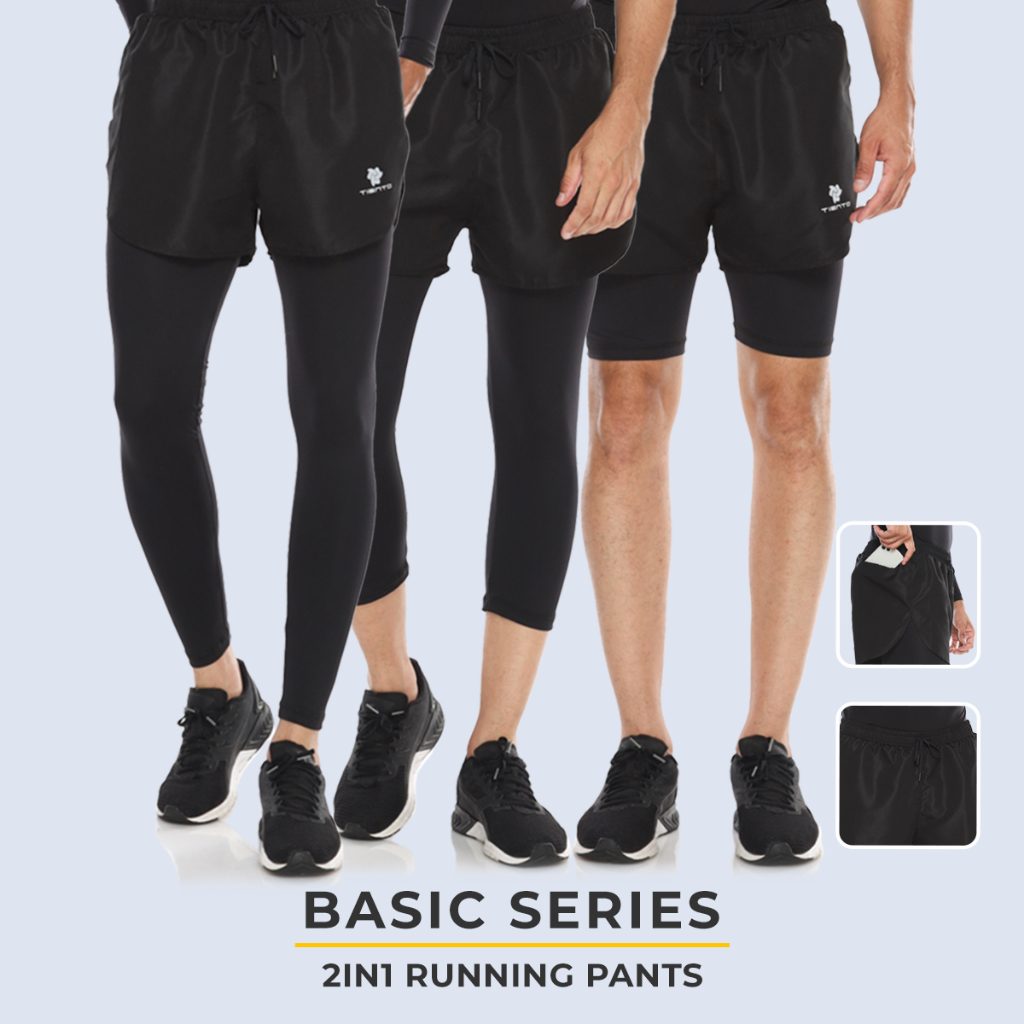 Jual Tiento 2in1 Pants Legging Sport Running Celana Olahraga Pria ...