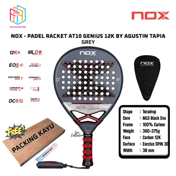Jual Padel Raket NOX AT10 GENIUS 12K 2025 Agustin Tapia Grey | Shopee ...