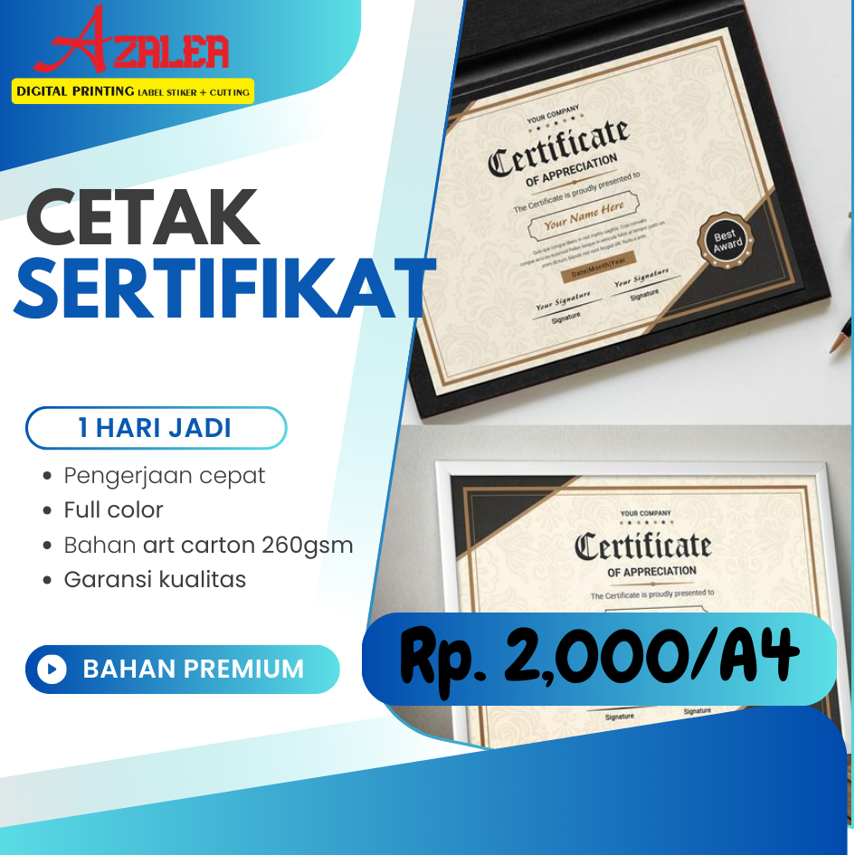 Jual CETAK SERTIFIKAT PIAGAM A4 TERMURAH ll FULL COLOR ll CUSTOM ...