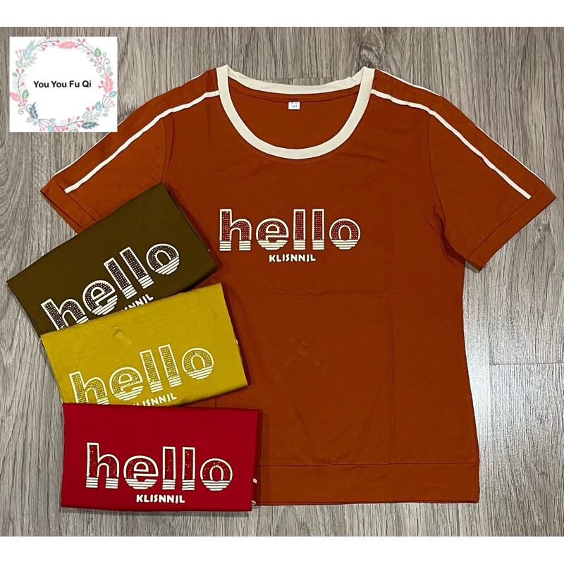 Jual BILLENSHOP - KAOS IMPORT WANITA MOTEK HELLO | Shopee Indonesia