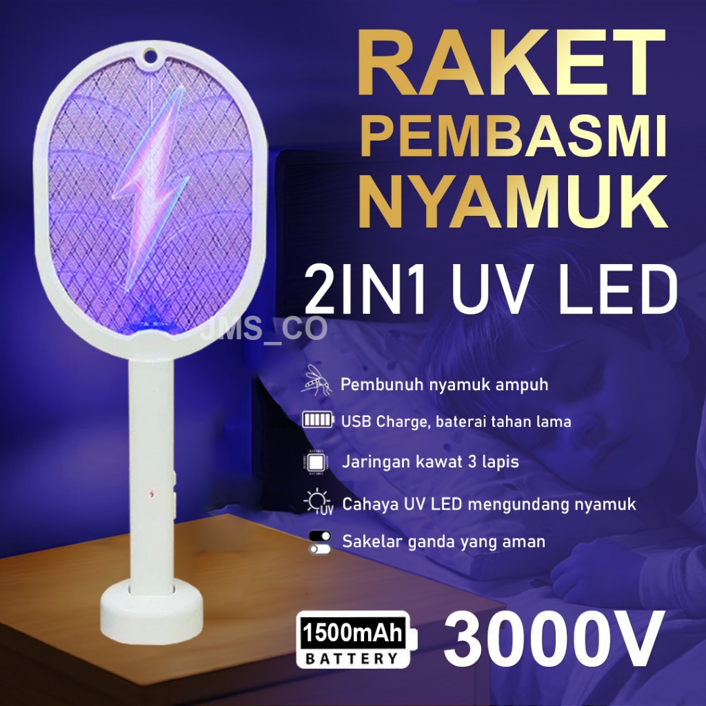 Jual Raket nyamuk insect killer 2 in1 LED UV canggih Batre Lhitium 1500mAh Charger cas AEON ...