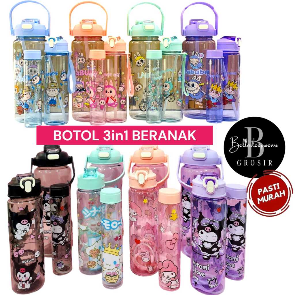 Jual BELLA | BOTOL VIRAL 3IN1 BERANAK LABUBU SANRIO TRITAN BENING ...