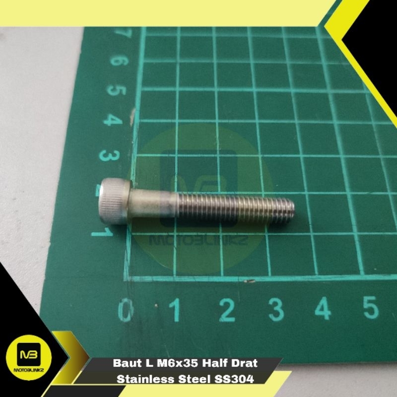 Jual Baut L Half Threat Drat Setengah M6 x 35 M6x35 Stainless Steel SS ...
