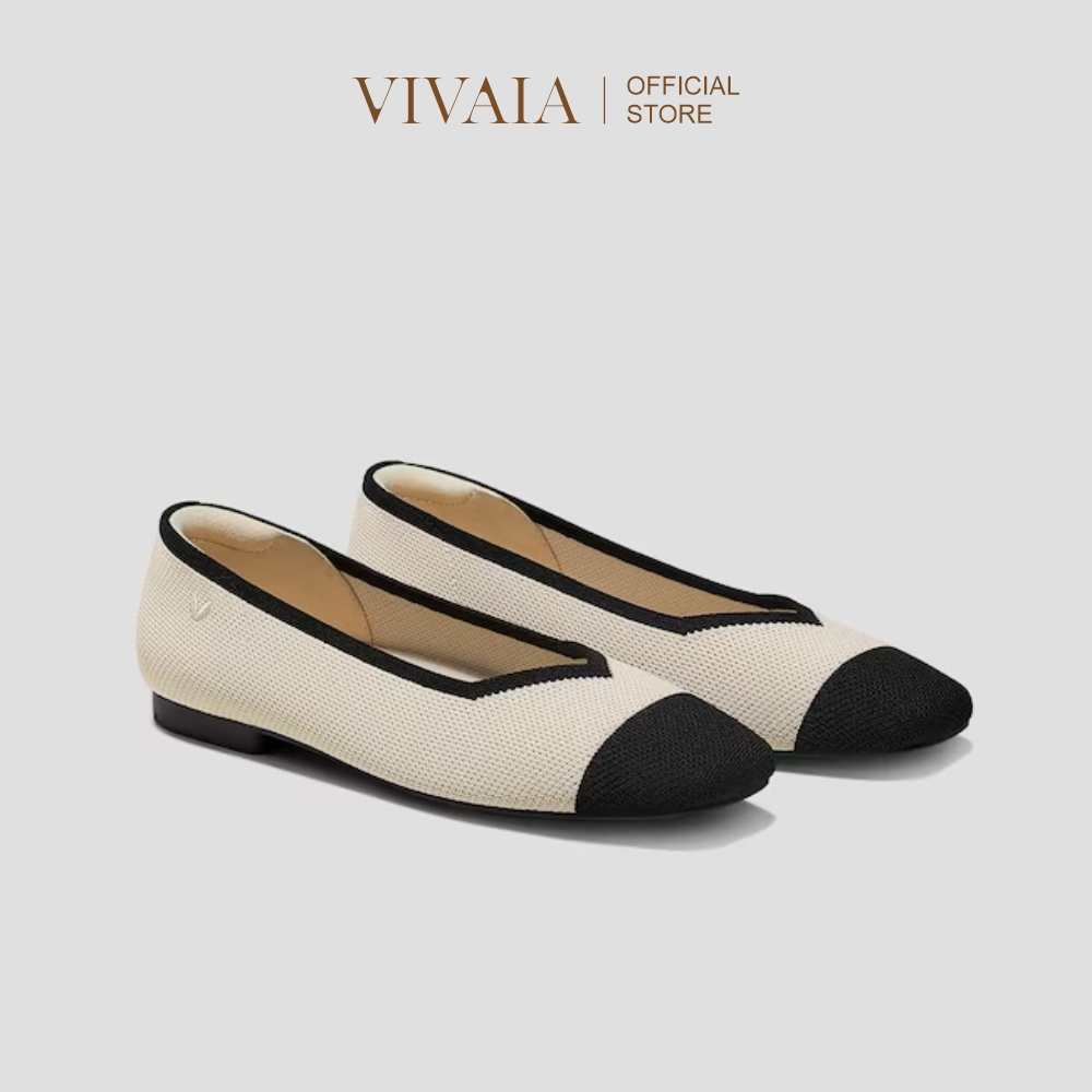 Jual VIVAIA Sepatu Wanita Square-Toe V-Cut Flats (Margot 2.0) - Cream ...
